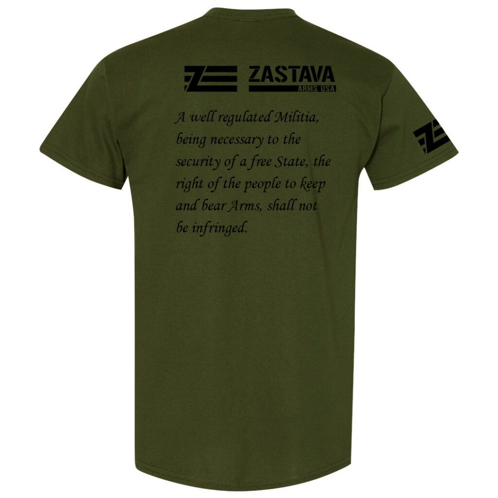 Zastava 2A T-shirt Green side logo - Zastava Arms USA