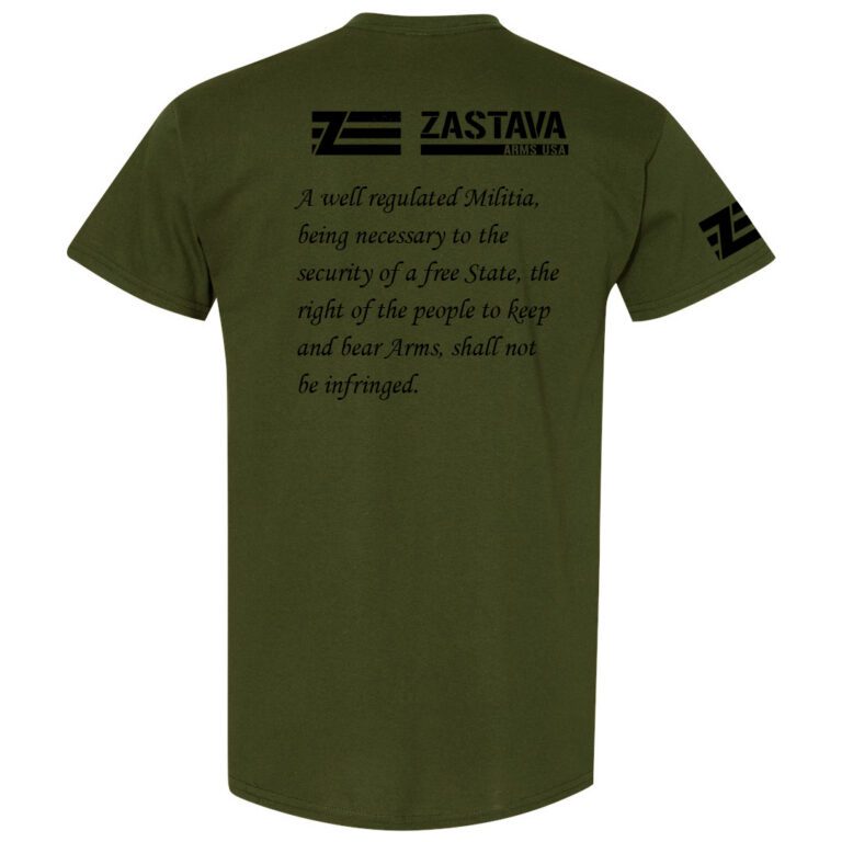 Zastava 2A T-shirt Green side logo - Zastava Arms USA